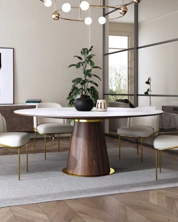 Buy Ace Luxury Seater Round Dining Table with Chair - Angiehomes ...