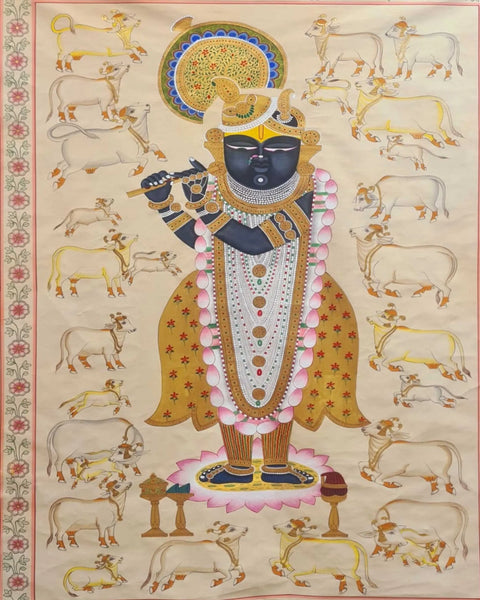 Buy Pichwai Painting of Lord krishna with cows Online - Angiehomes