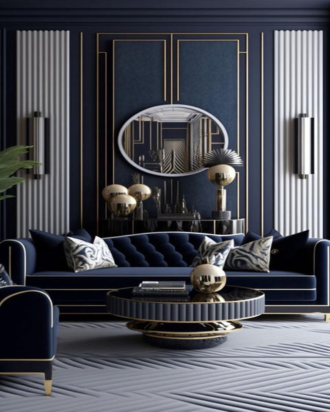 Modern Lounge Blue Luxury Sofa Set - Angie Homes