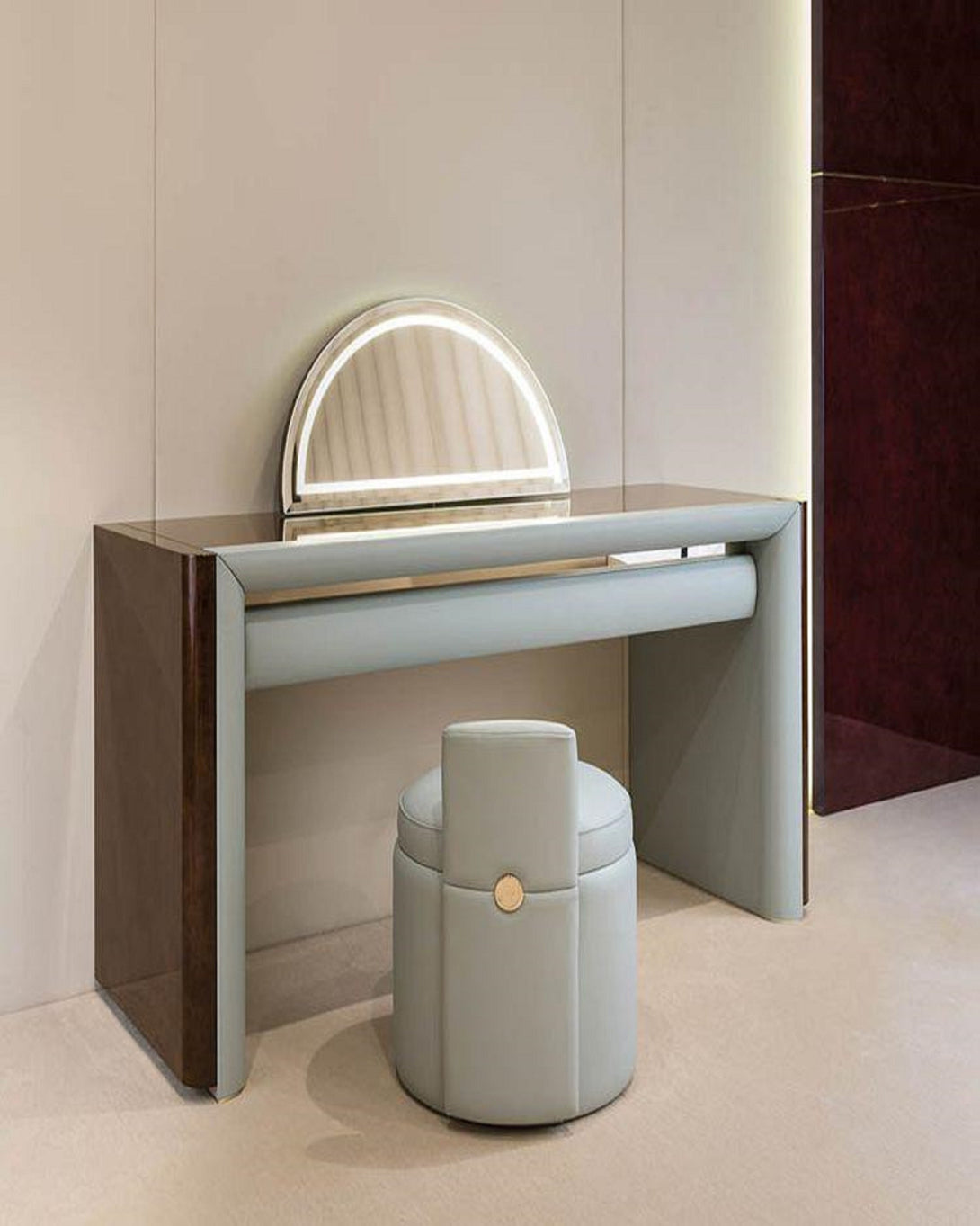 Grey Table Top Simple Desk Made of Board with a Sider Below – ANGIE HOMES