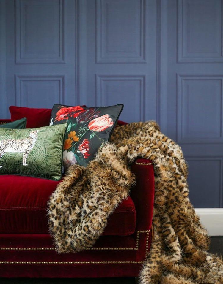 RED AND BROWN FUR SOFA. – ANGIE HOMES