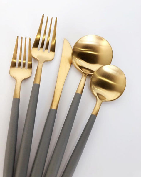 Buy Grey And Golden Modern Design Cutlery Spoon, Fork, Knife