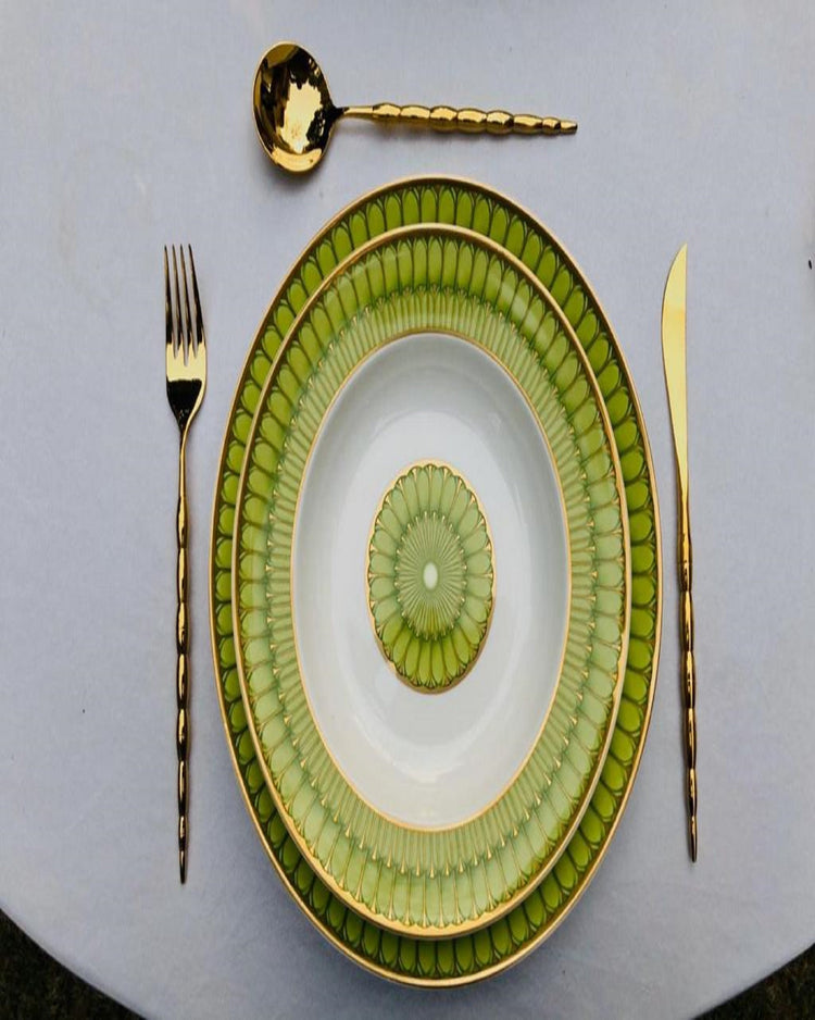 Symphony Lime Green Modern Dinner Set – ANGIE HOMES