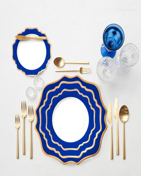 Royal Blue Gold Porcelain Tableware Crockery Dinner Plate Sets